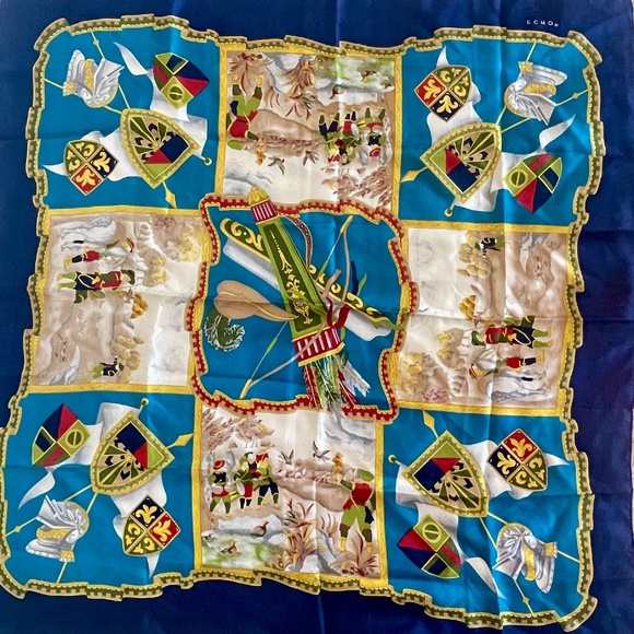 Echo | Accessories | Signed Echo Silk Scarf Heraldic Coat Of Arms 34 ...
